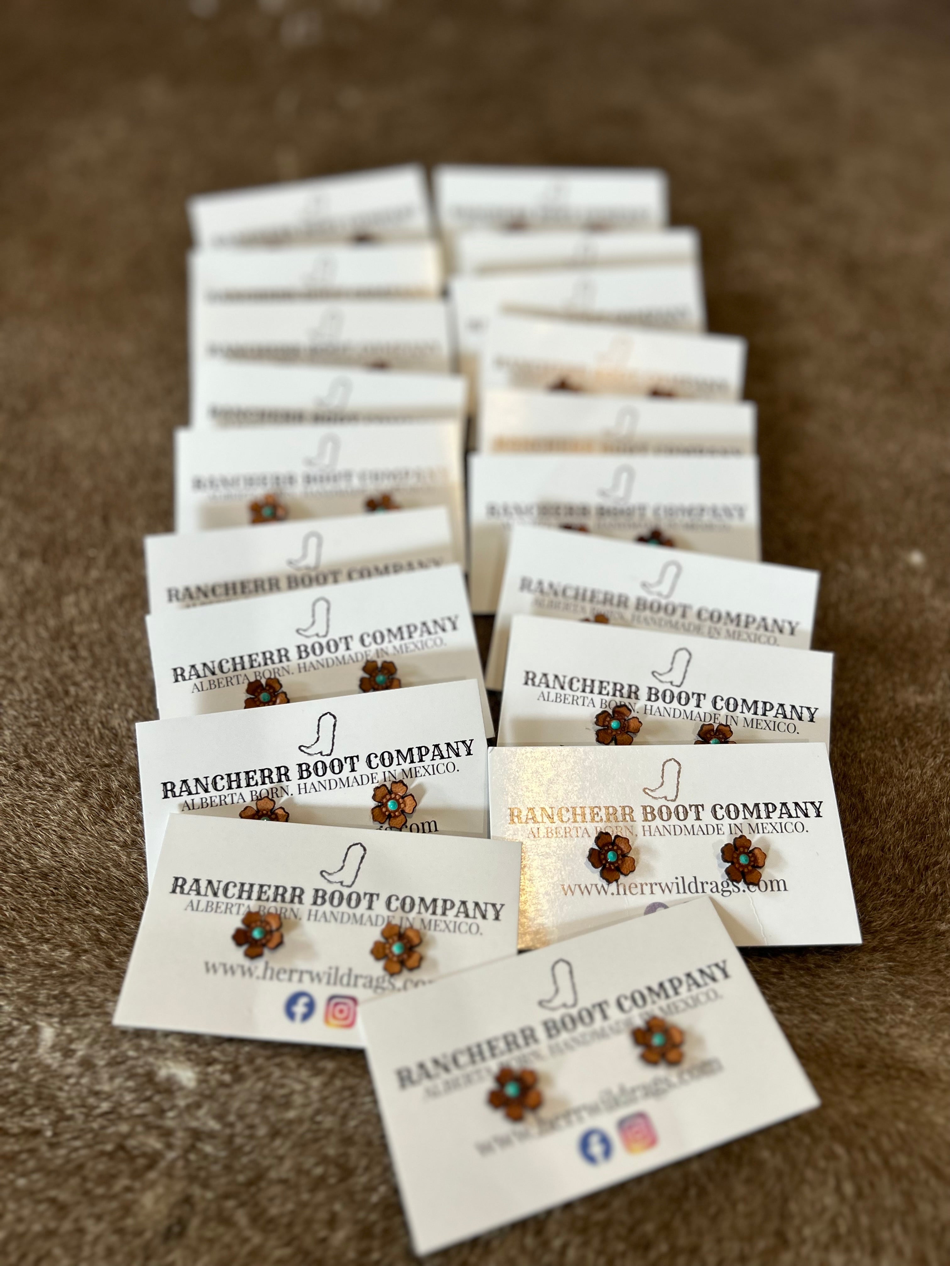 GENUINE LEATHER FLOWER STUD – RANCHERR